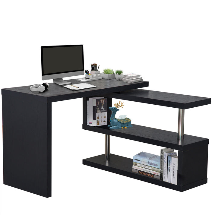 Modern Corner 360° Rotating L-Shaped Computer Desk Writing Table ...