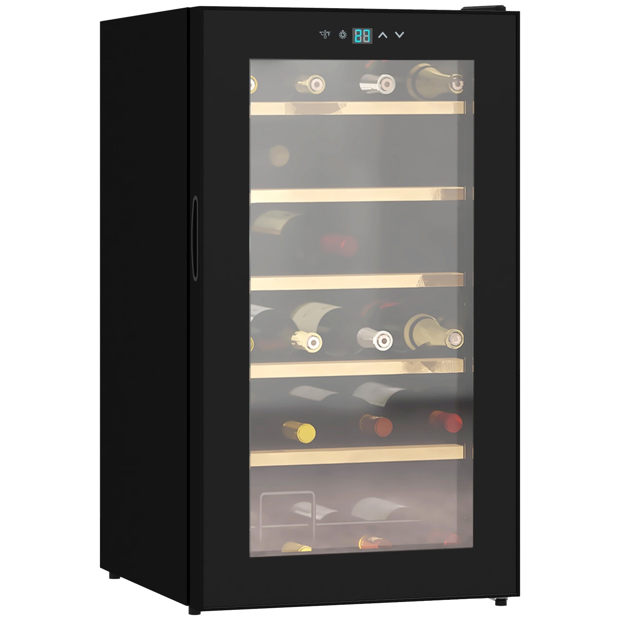 24 Bottles Freestanding Wine Fridge w/ Glass Door, 65L Single Zone Win ...