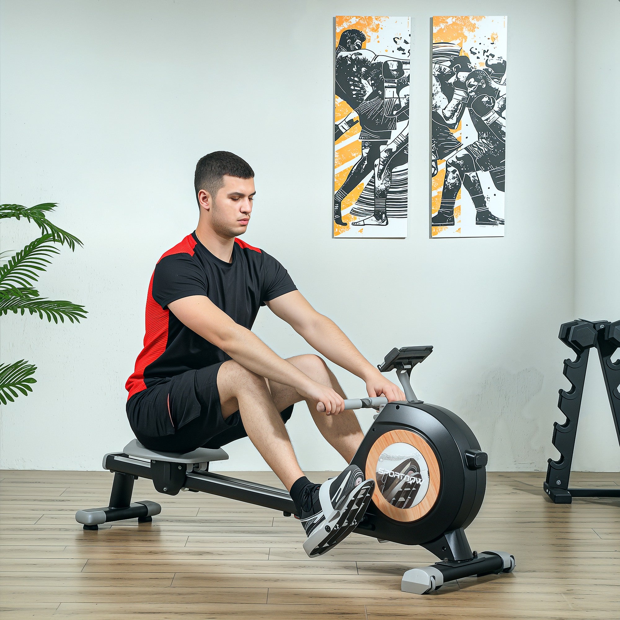 16-Level Magnetic Rowing Machine w/ LCD Monitor, Black – QuidsIn Superstore