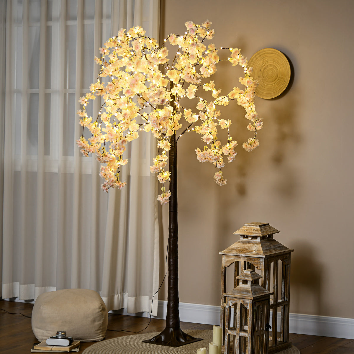 180cm Cherry Blossom Tree Light with 350 LED Lights Fake Sakura Tree ...