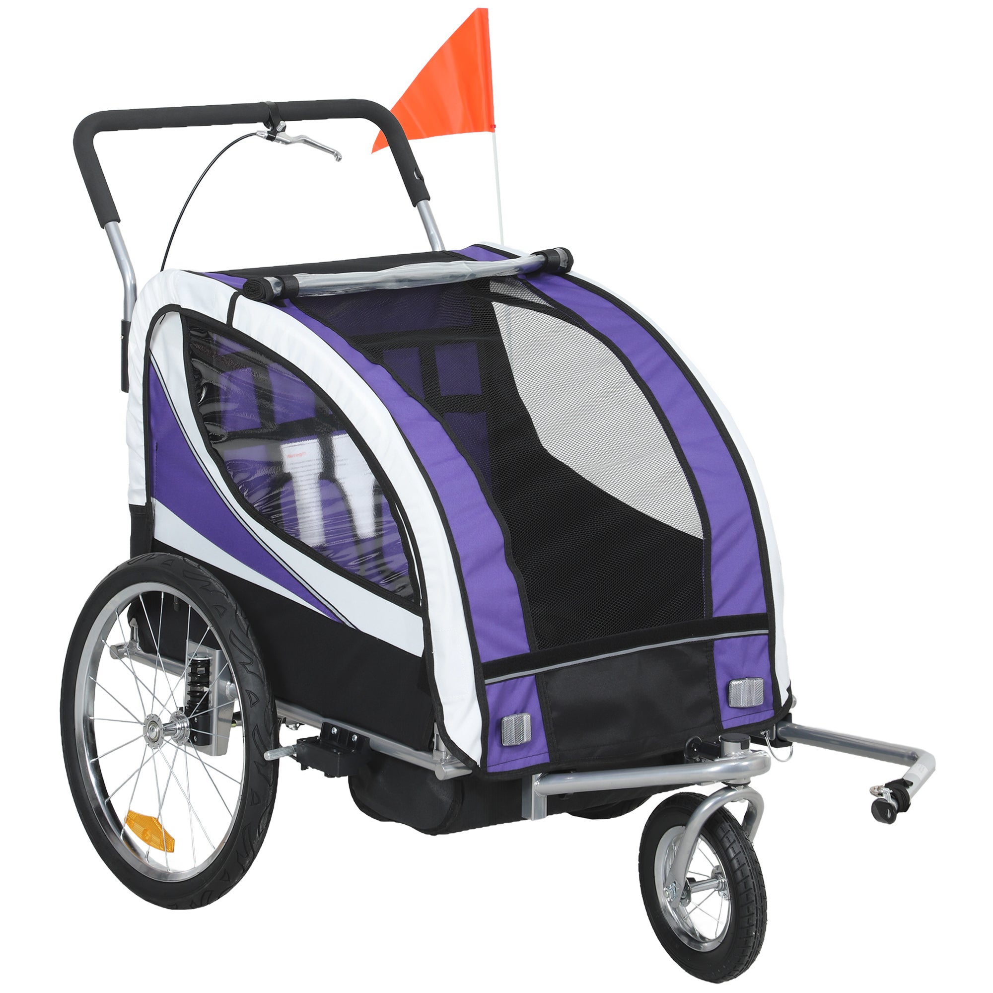 2 Seat Child Bike Trailer, Baby Bicycle Trailer for 2 Kids, Purple ...
