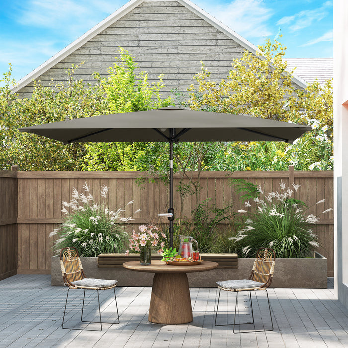 3x2m Garden Parasol Canopy Tilt Crank 6 Ribs Sun Shade Light Grey ...