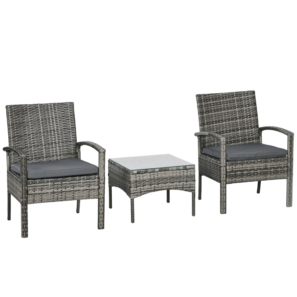 3 Pieces Outdoor Rattan Bistro Set, Patio Wicker Balcony Furniture, Co ...