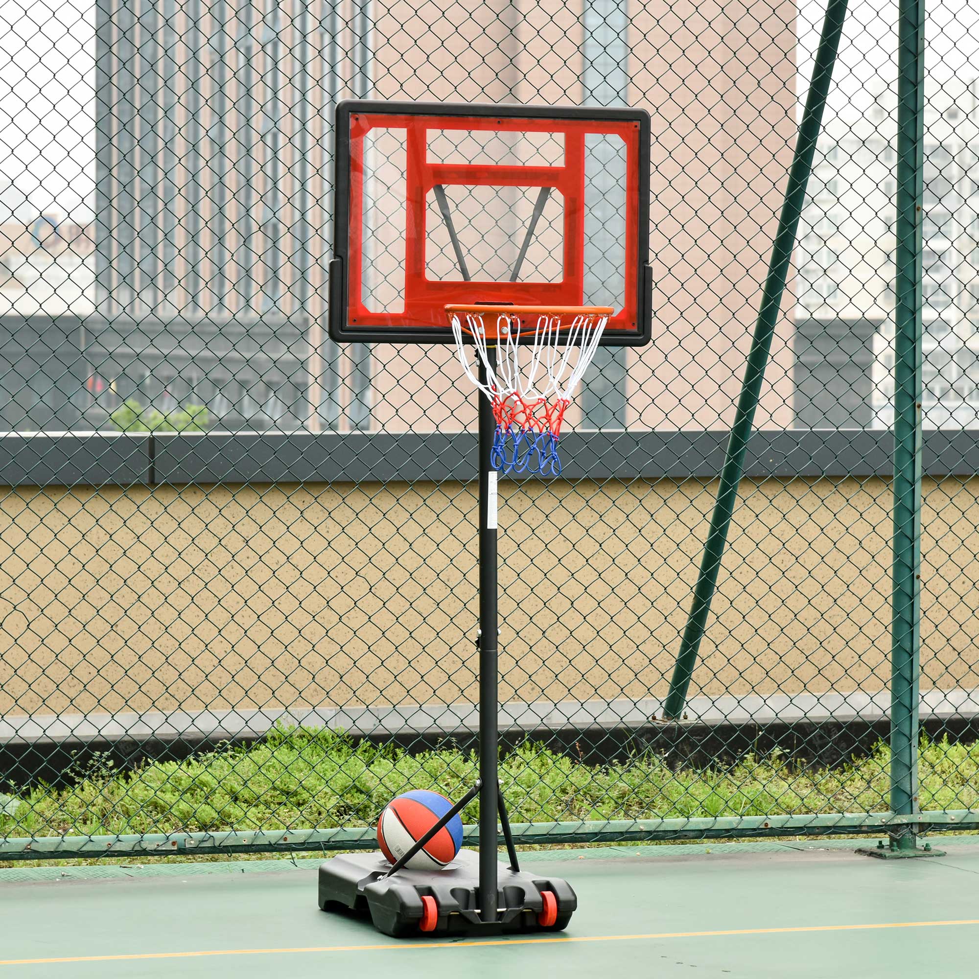 HOMCOM Portable Basketball Hoop Stand 160-210cm Adjustable Height ...